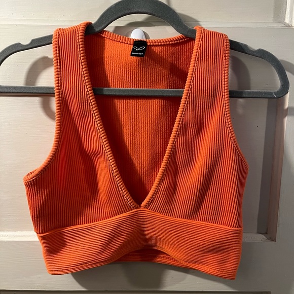 Windsor | Tops | Orange Seamless Deep V Tank | Poshmark